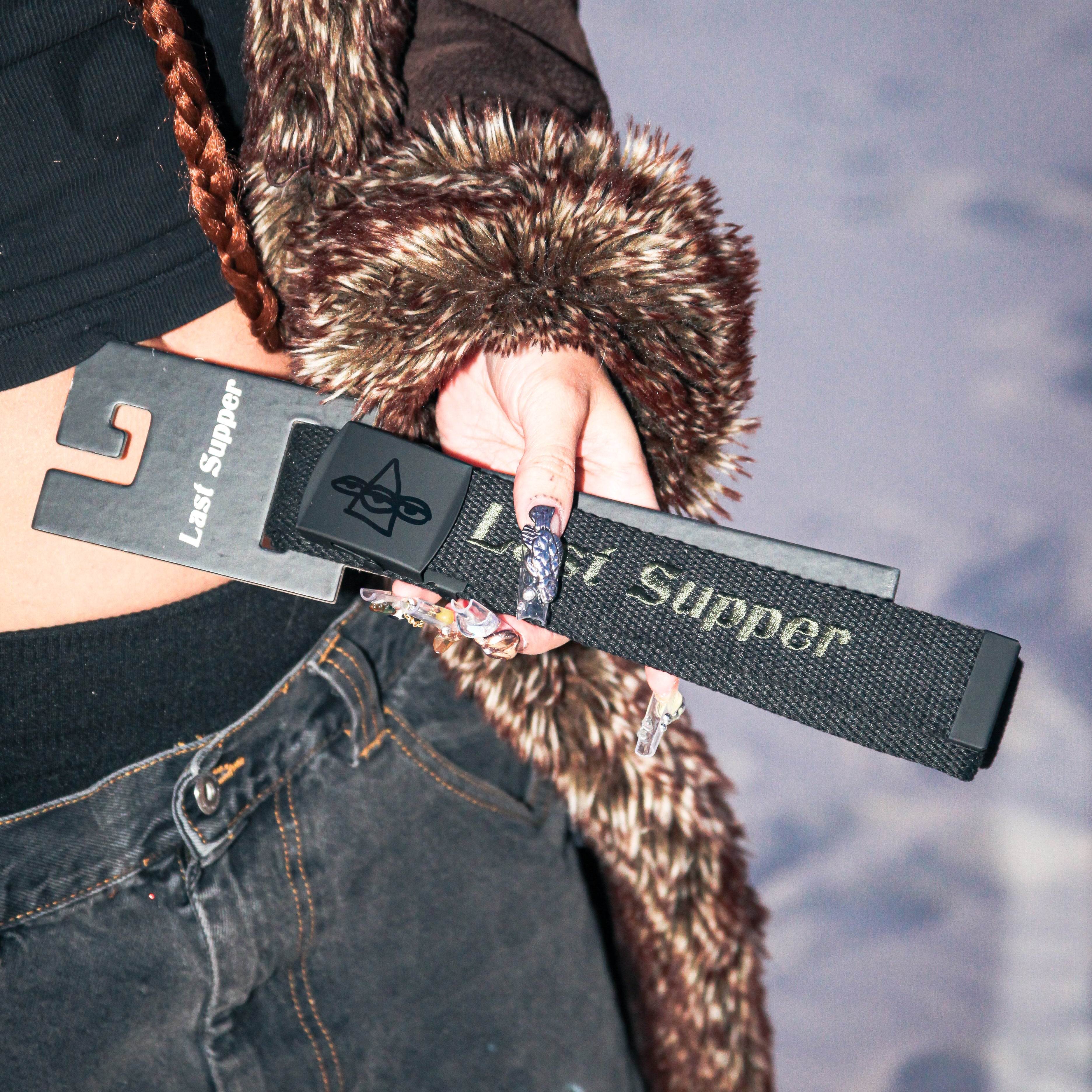 Last Supper Embroidered Belt - Adjustable Skate Belt | Black & Green